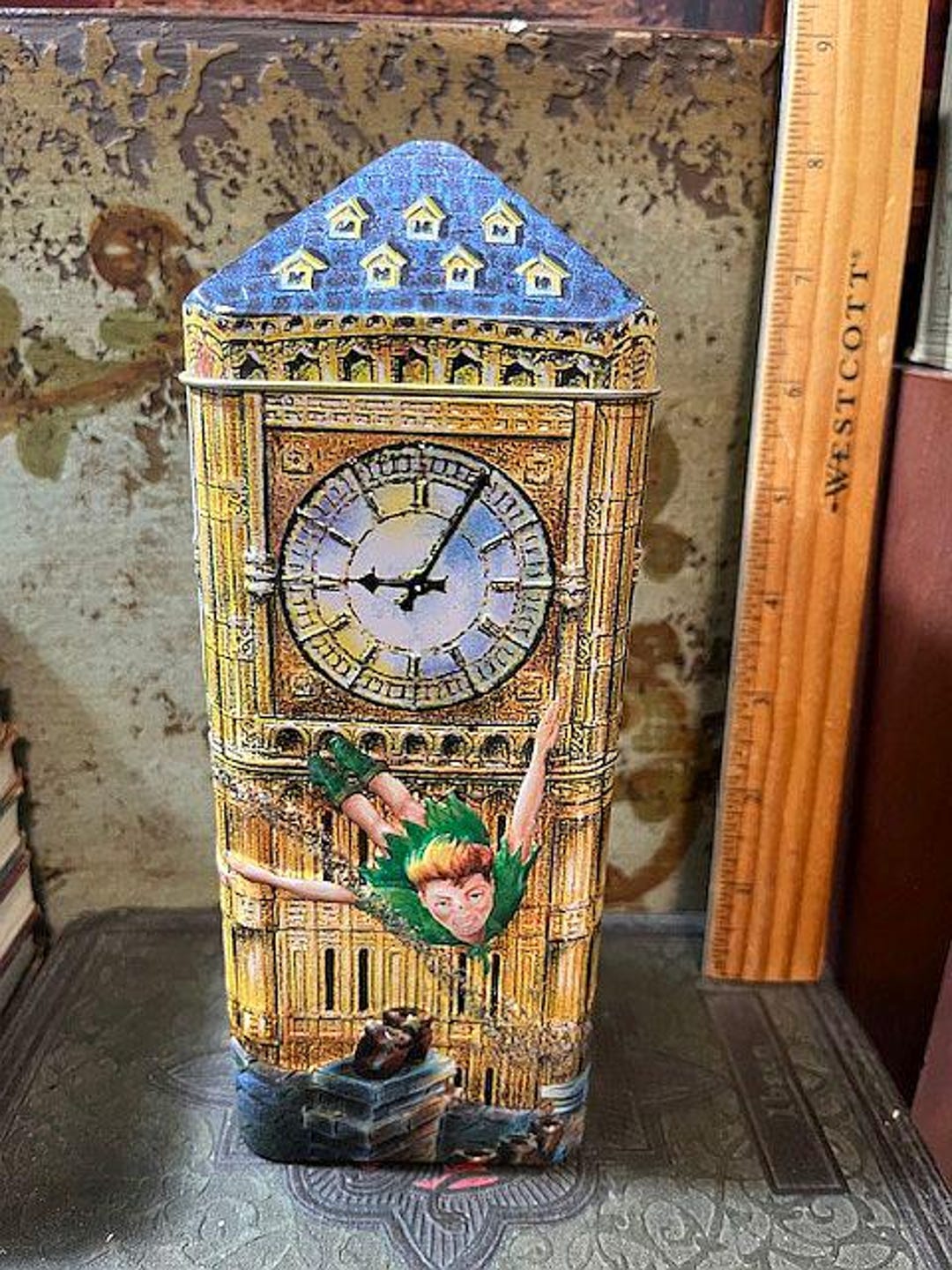 Vintage Peter Pan Tin Coin Bank Container Canister Wendy Michael John ...