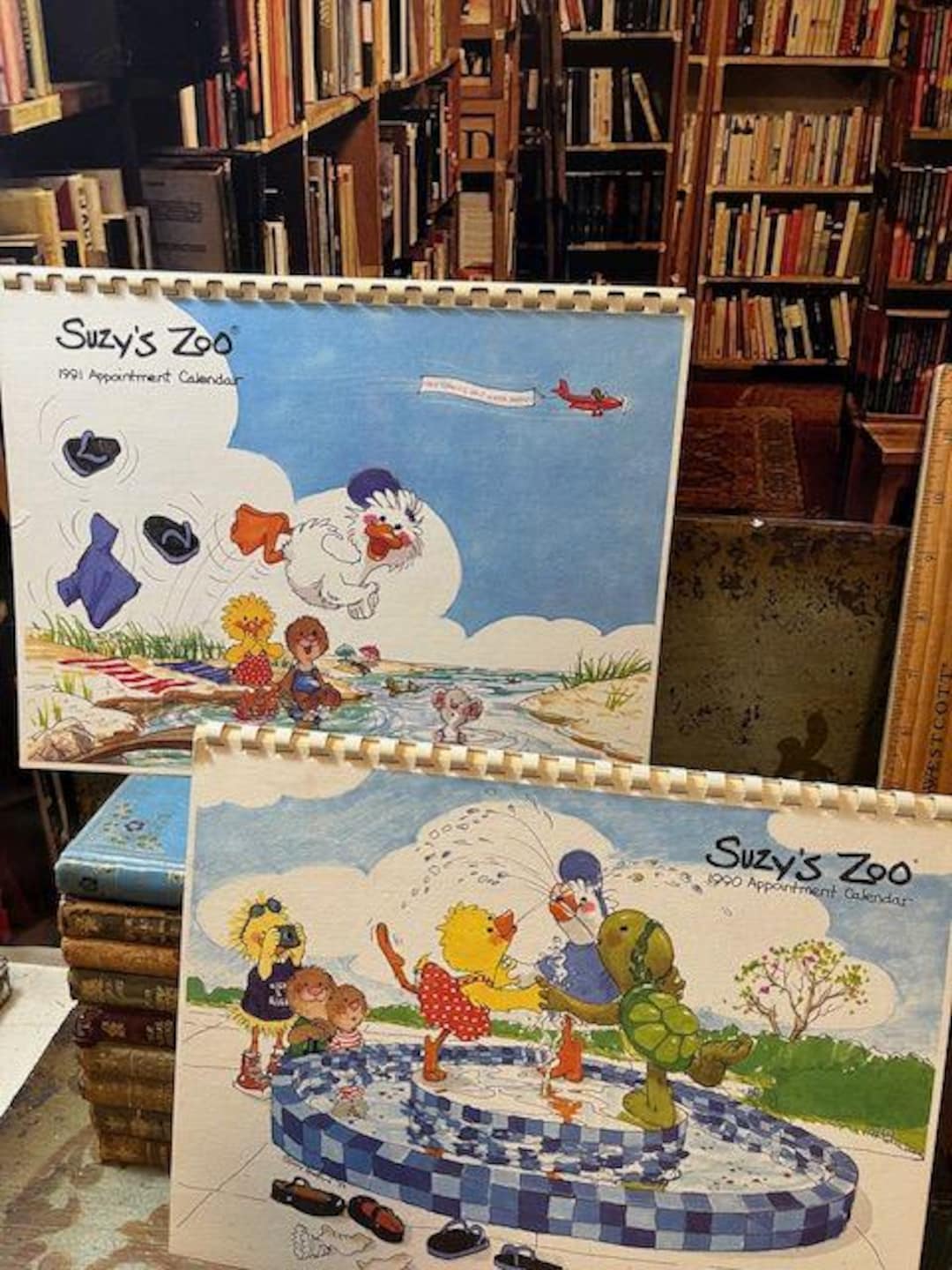 2 Vintage Suzy's Zoo Calendars With Pictures 1990 1991 Used Suzy - Etsy
