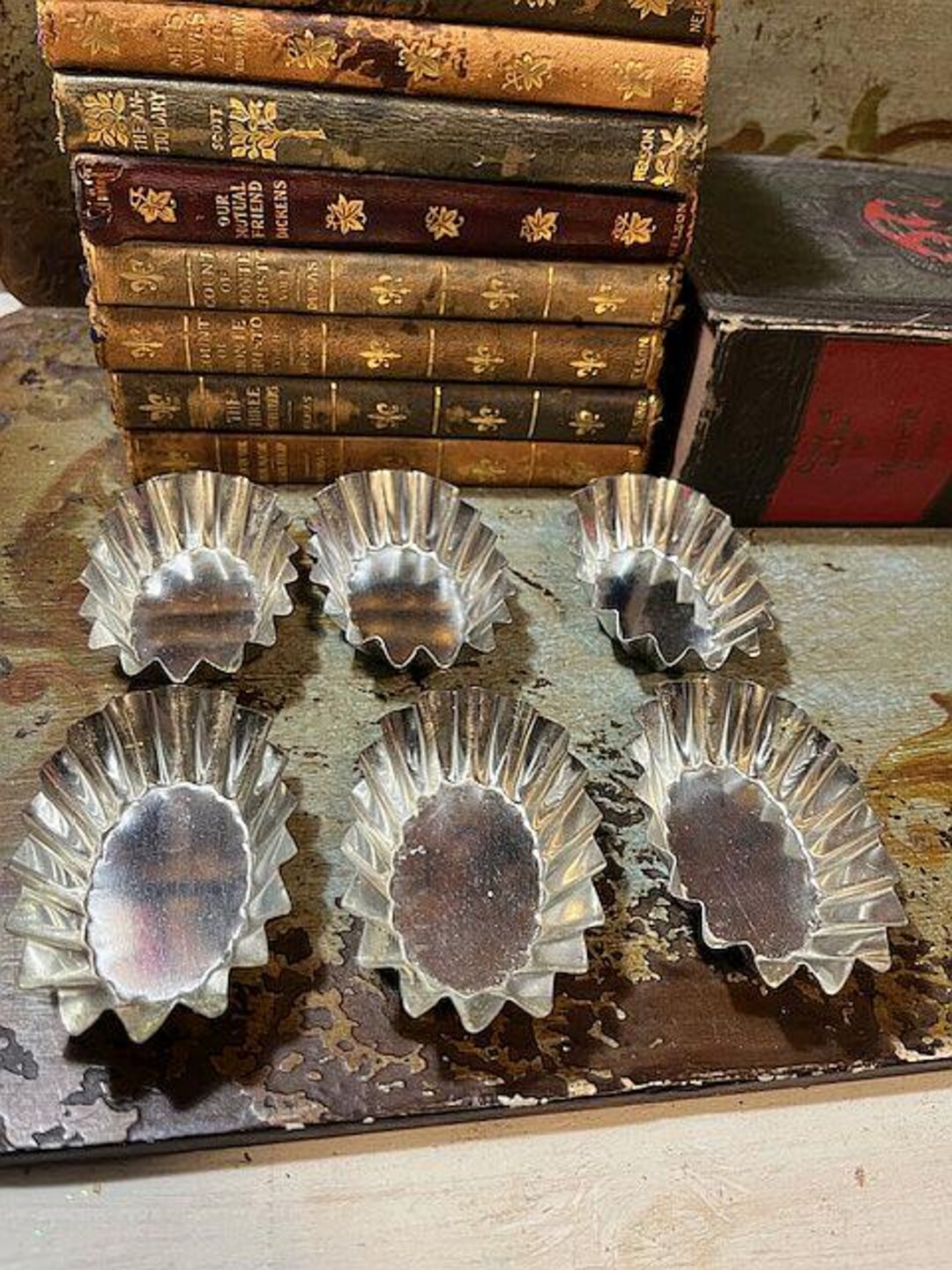 Lot of 6 Vintage Oval Shaped Molds Tart Cake TINS Molds Moulds Baking ...