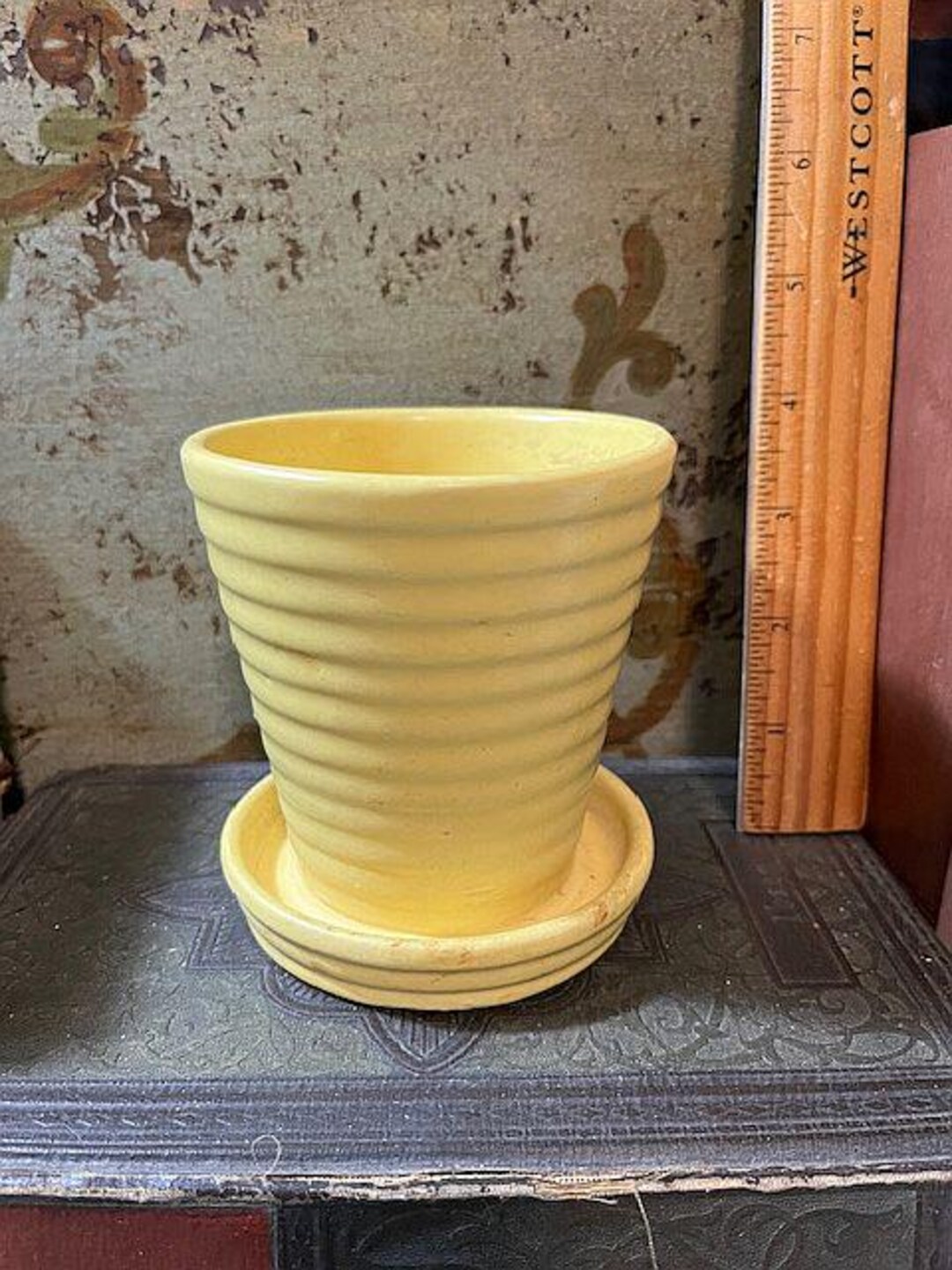 Vintage Yellow Haeger USA Flower Pot Planter W/attached Saucer - Etsy