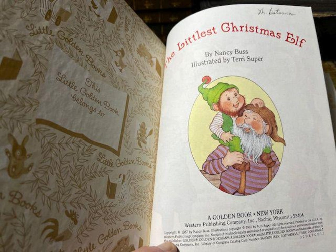 1987 the Littlest Christmas Elf Little Golden Book Childrens Book ...