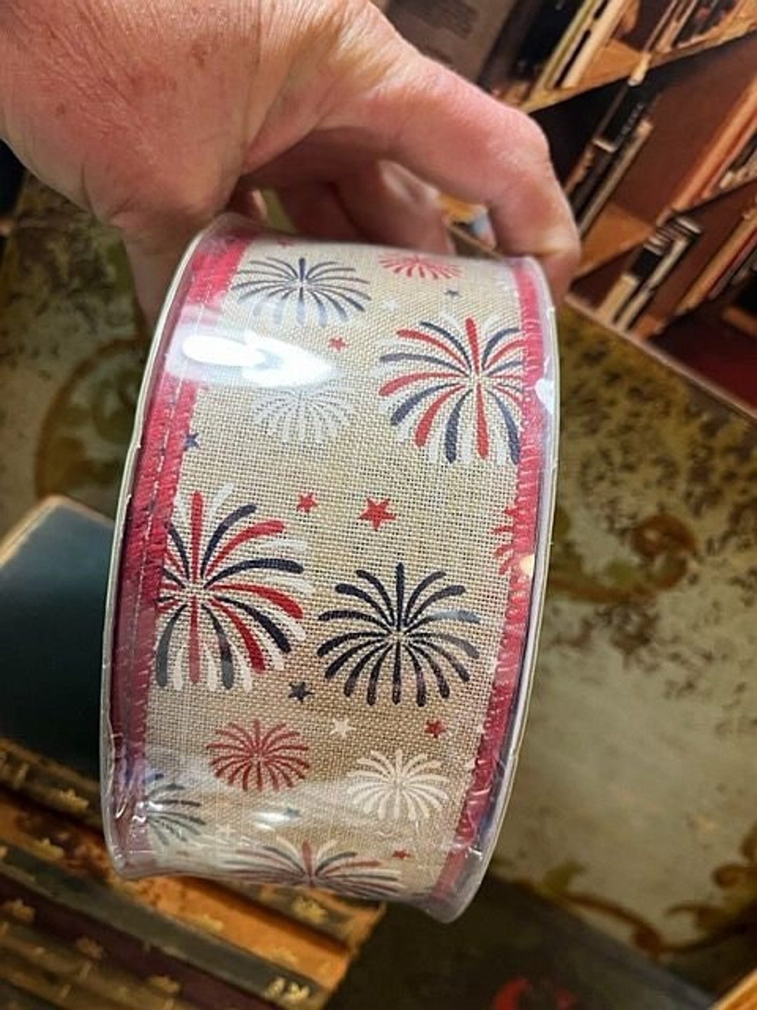 50 YARDS WIDE Fireworks 4th of July Wired Ribbon Sealed Spool for ...