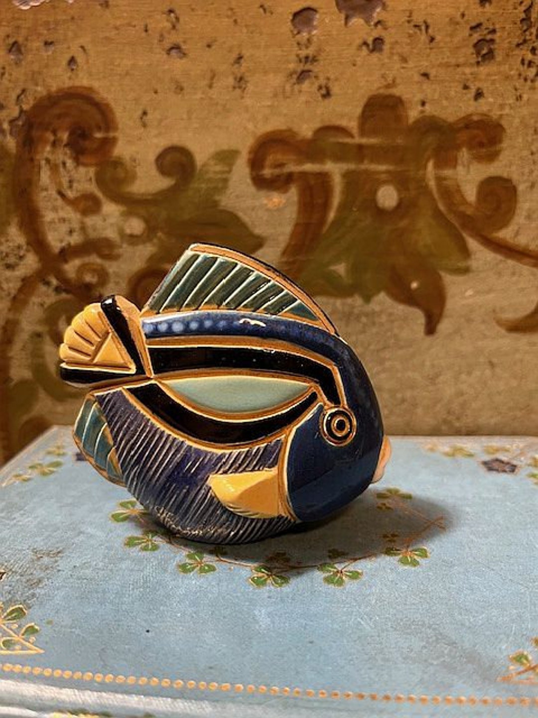 Artesania Rinconada AR Blue Fish Ceramic Figurine Vintage J.J. Madison ...