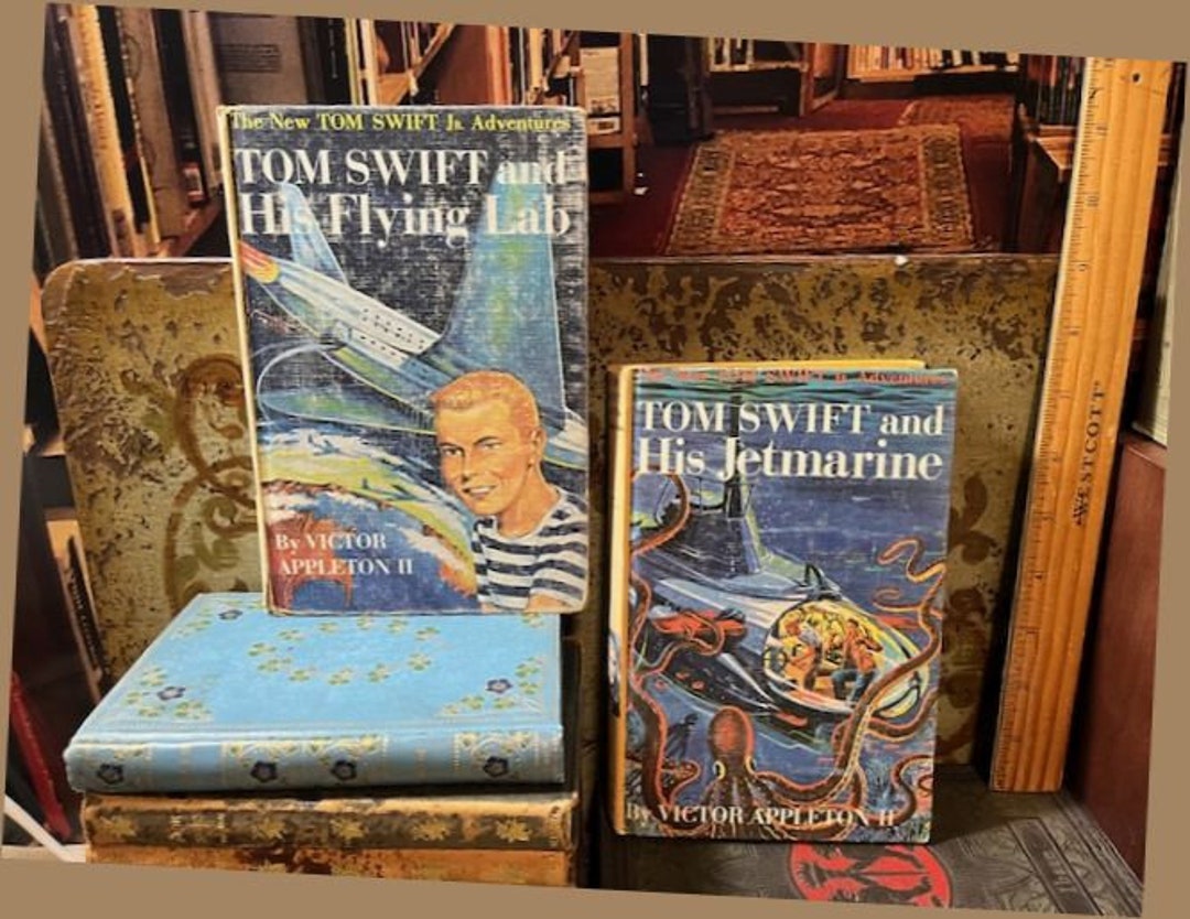 TWO 1954 Vintage Tom Swift and His Jetmarine & Flying Lab Hb Books Lot ...
