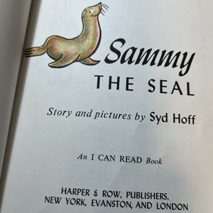 1959 Sammy the Seal by Syd Hoff Cute Vintage Book for Childen - Etsy