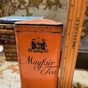 Vintage Mayfair Tea Tin Orange Triangle Triangular Tall Tin Box ...