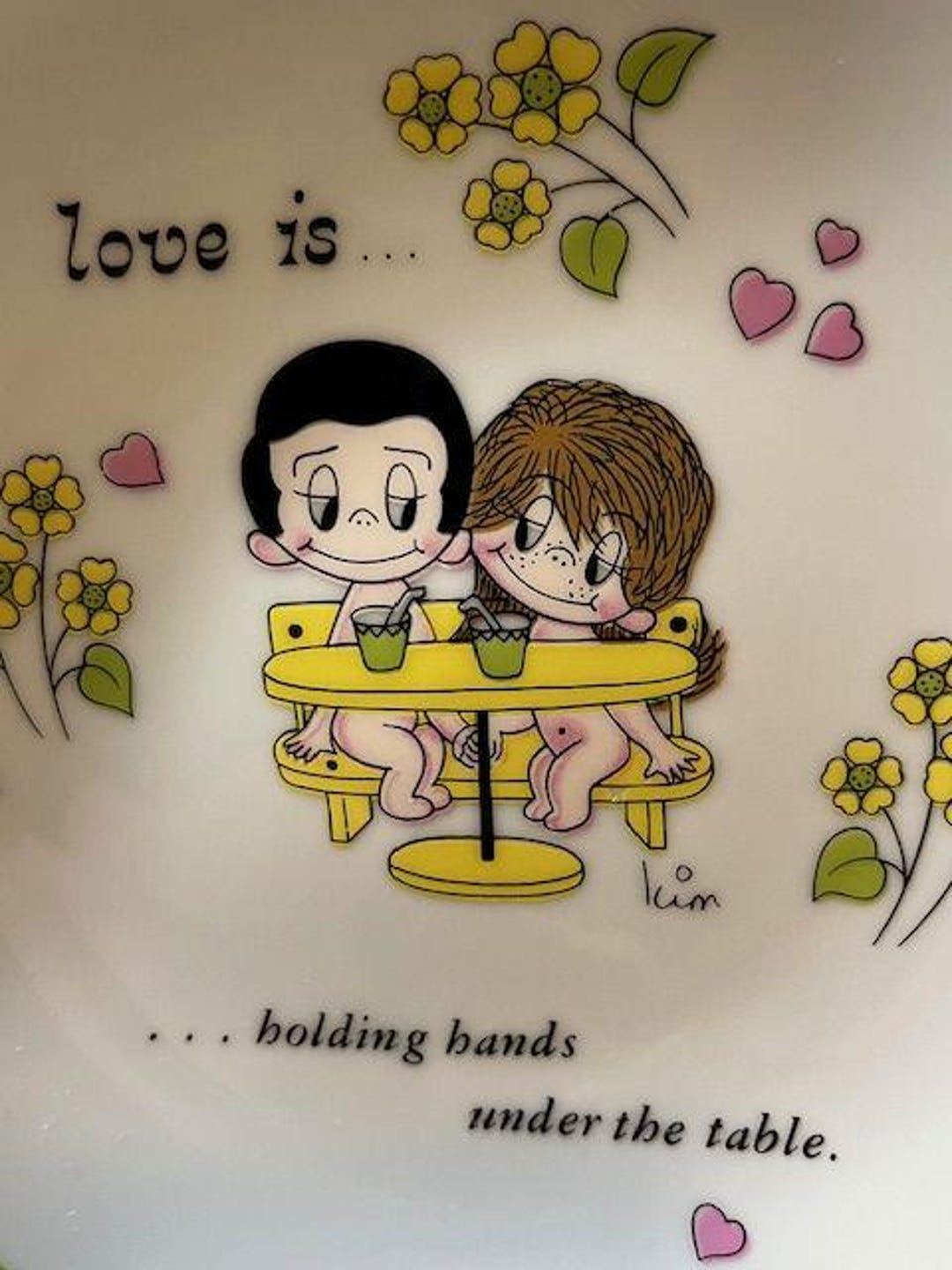Love is Holding Hands Under the Table PLATE 1972 KIM Los Angeles Times ...