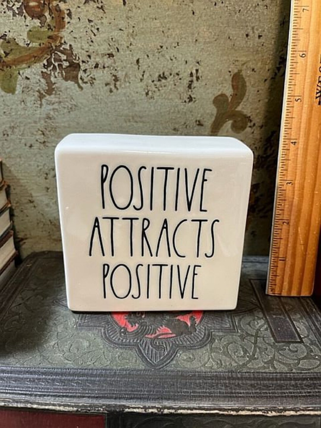 Rae Dunn Positive Attracts Positive Ceramic Desk Shelf Sign Artisan ...