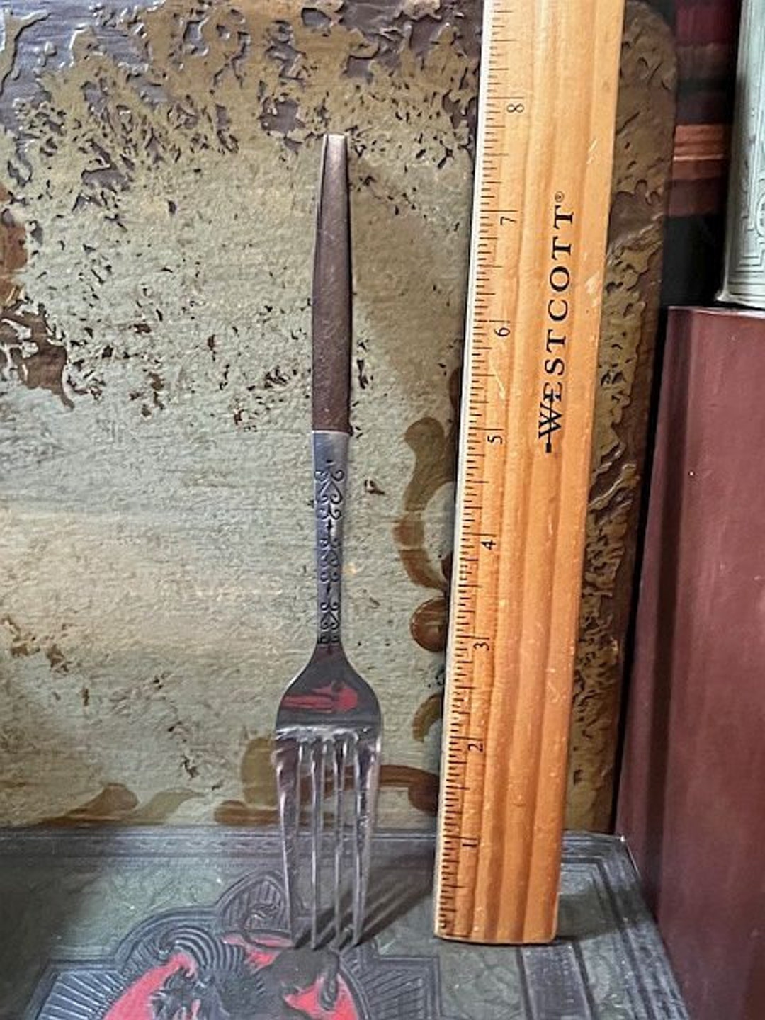 Interpur FORK Stainless Brown Faux Teak Wood Handle MCM Japan Flatware ...