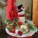 Christmas Chalkware Snowman Vignette Red Mold Base Bottlebrush Tree ...