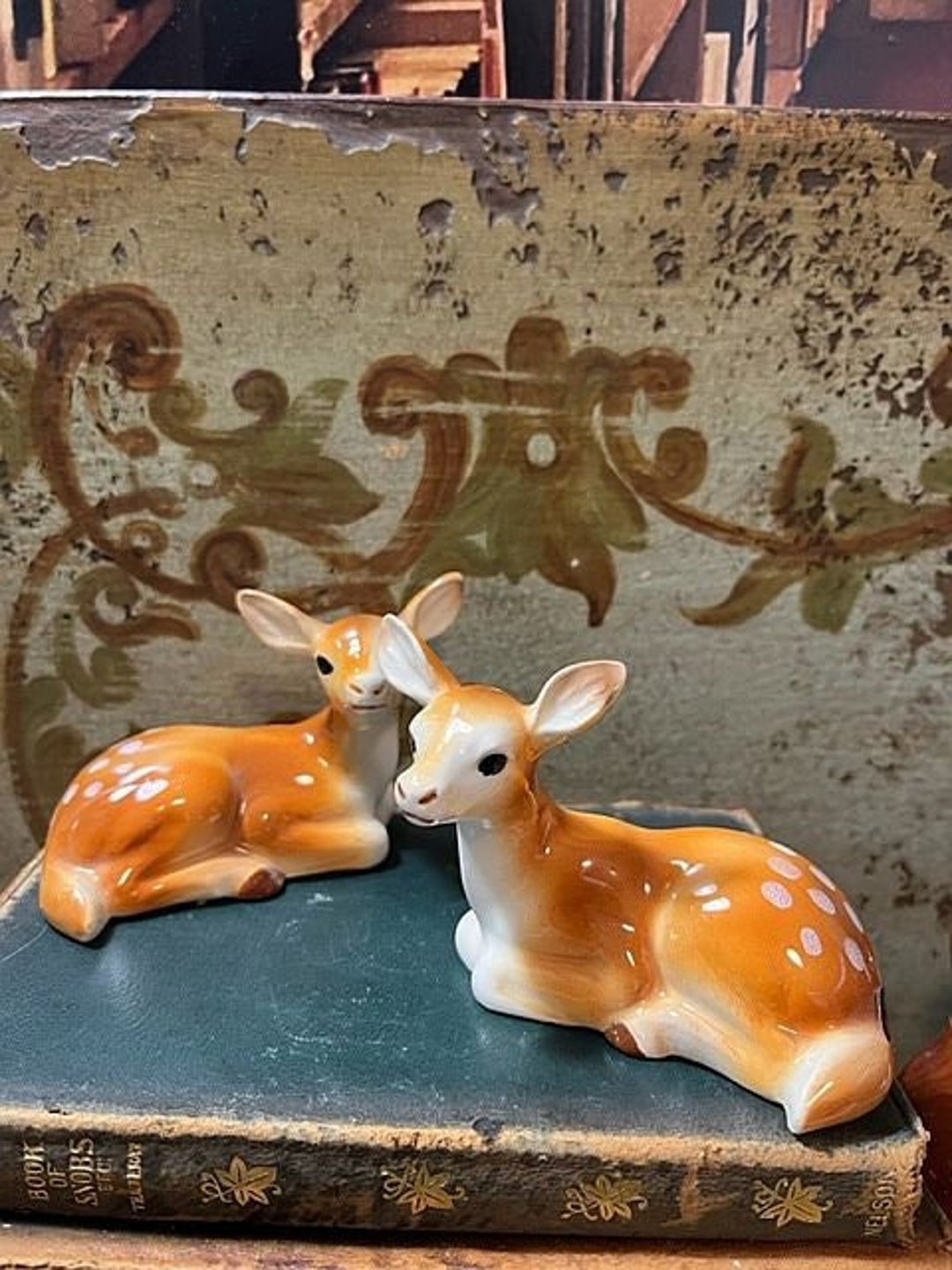 Vintage Norcrest DEER Salt & and Pepper Shakers Spotted Deer Japan With ...