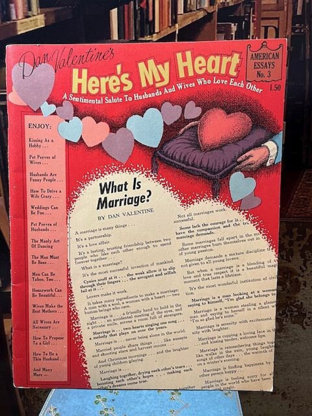 1969 Dan Valentine's Here's My Heart American Essays Valentines Day ...