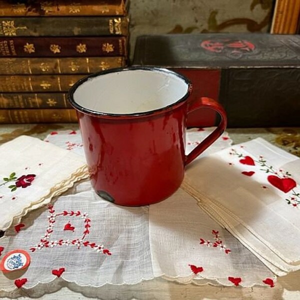 Red Enamel Mug - Etsy