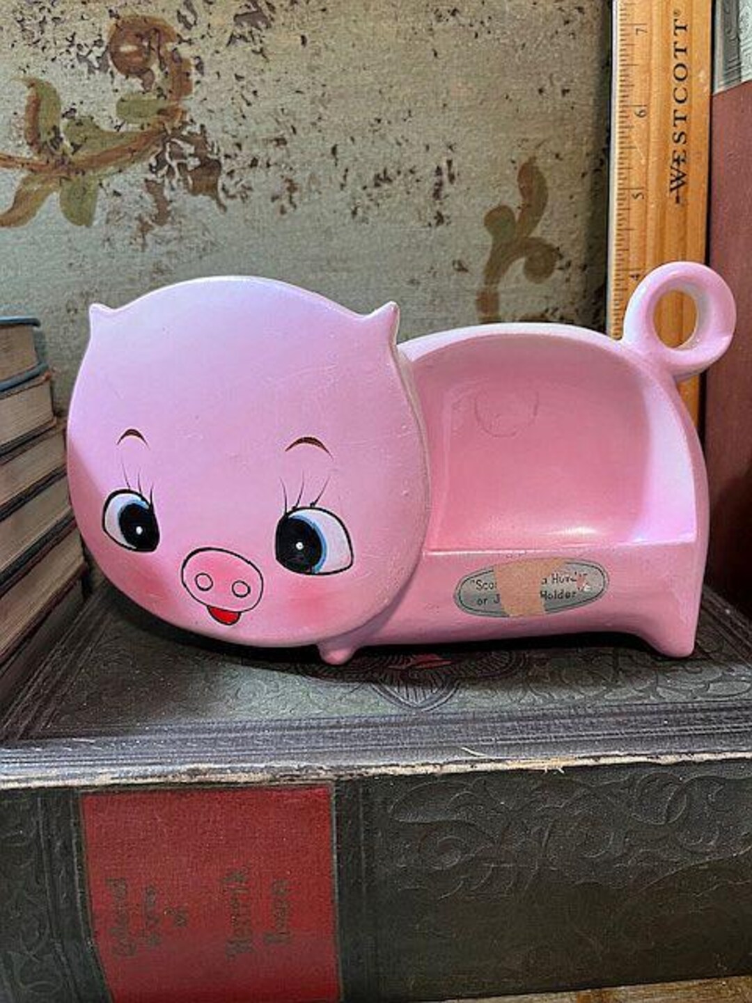 Ceramic Pink Pig Kitchen Scouring Pad Holder Figurine Enesco Japan ...