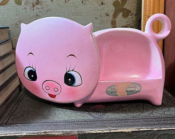 Ceramic Pink Pig Kitchen Scouring Pad Holder Figurine Enesco Japan ...