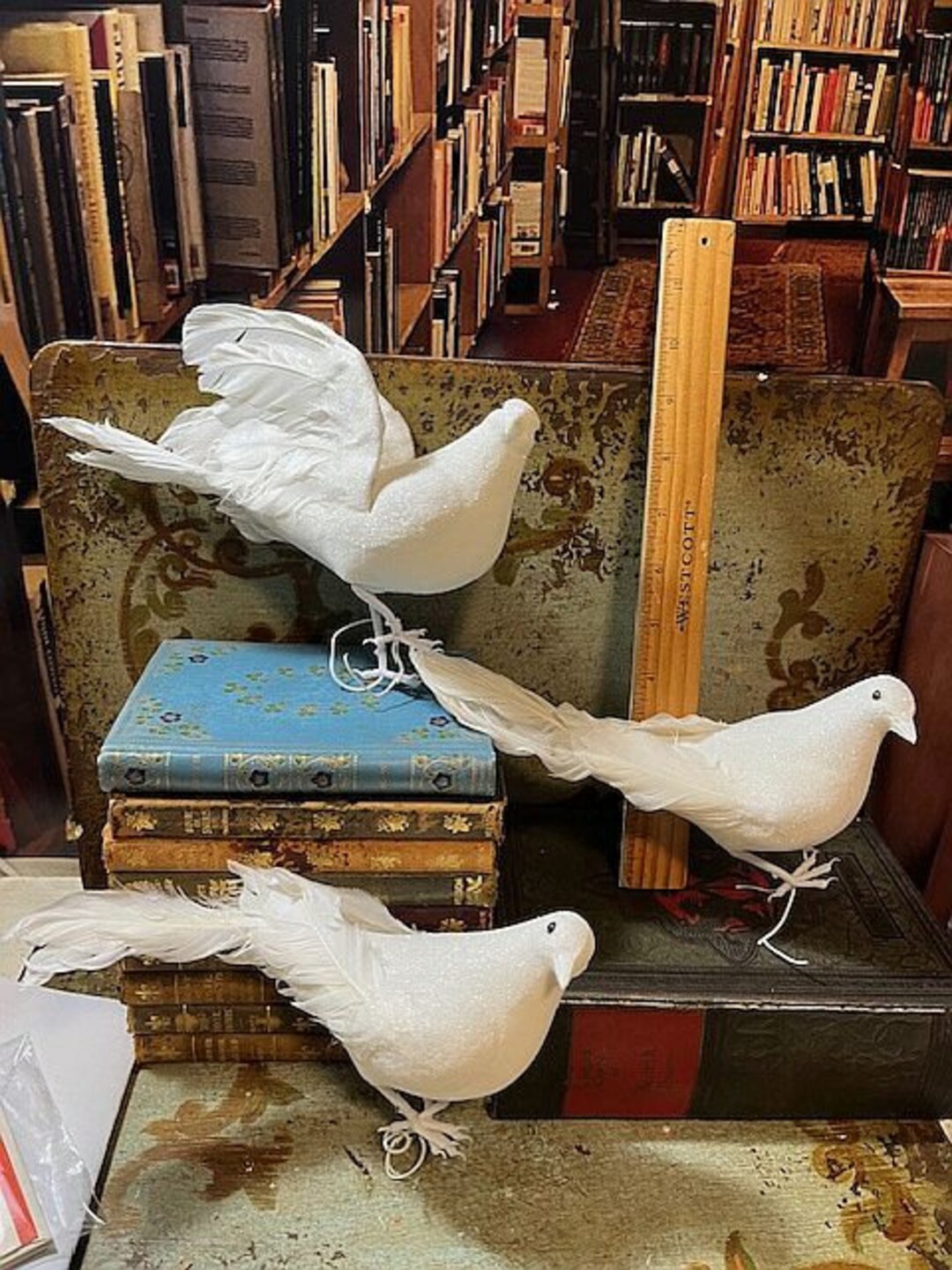 3 Vintage Faux White Glitter Birds Fake Bird for Decorating - Etsy