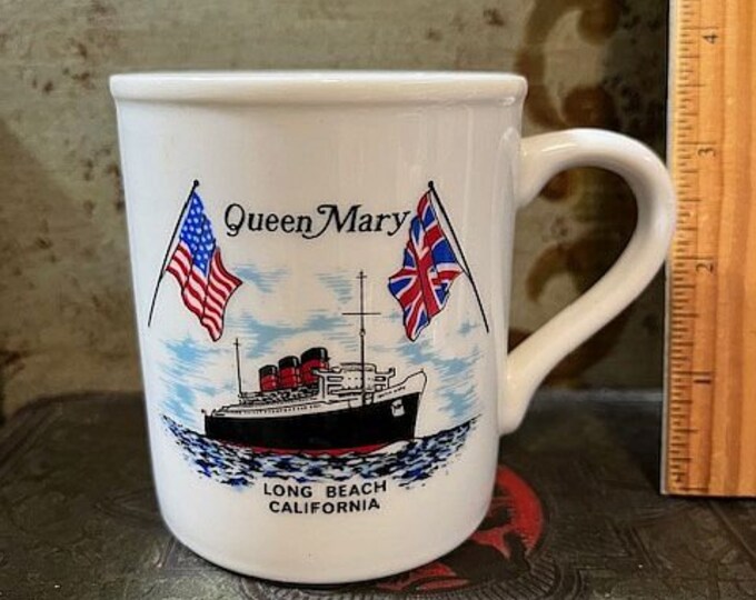 Vintage Queen Mary Oceanliner Ceramic MUG Long Beach California - Etsy