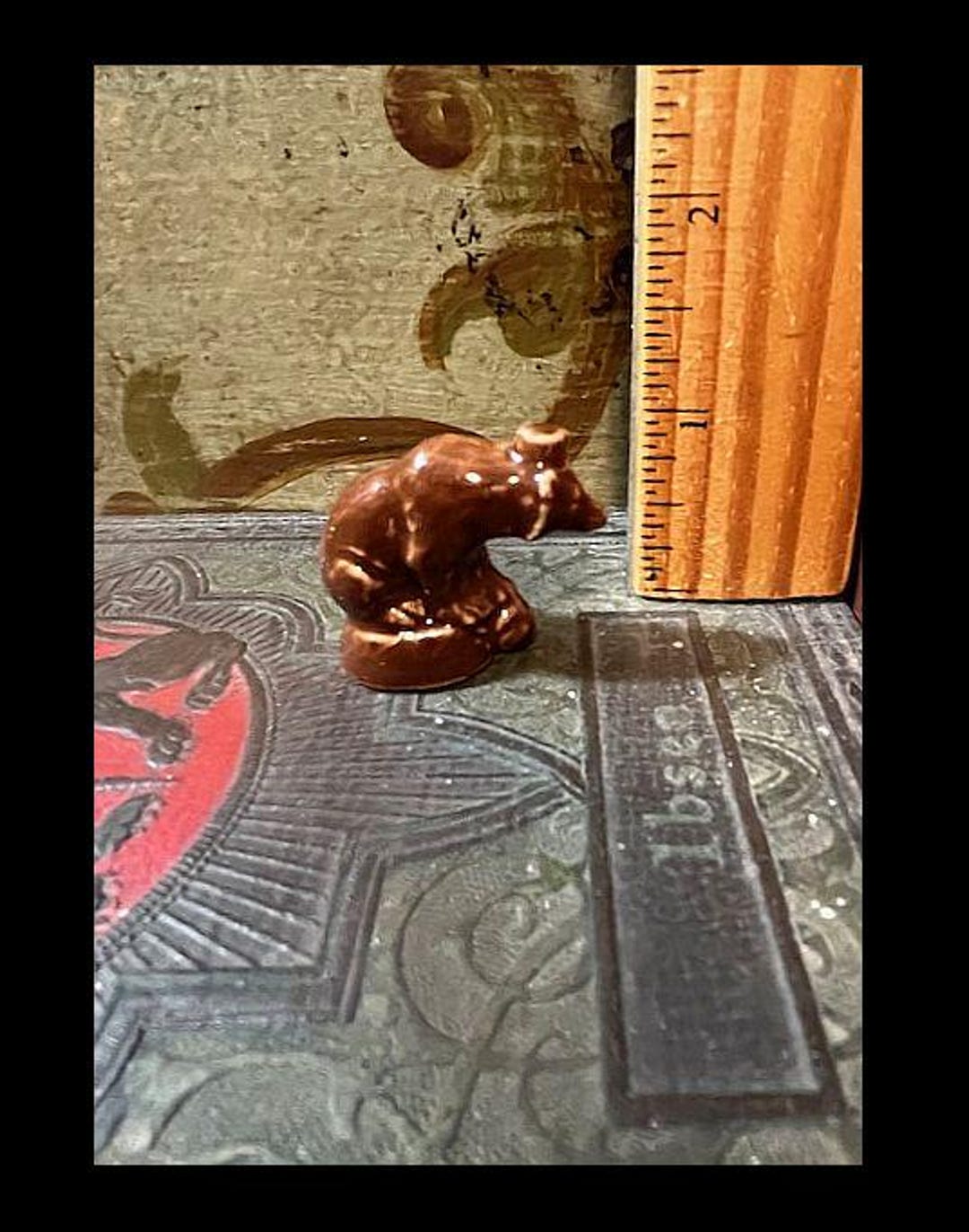 Vintage Wade Circus Bear Miniature Figurine Red Rose Figurine Wades ...