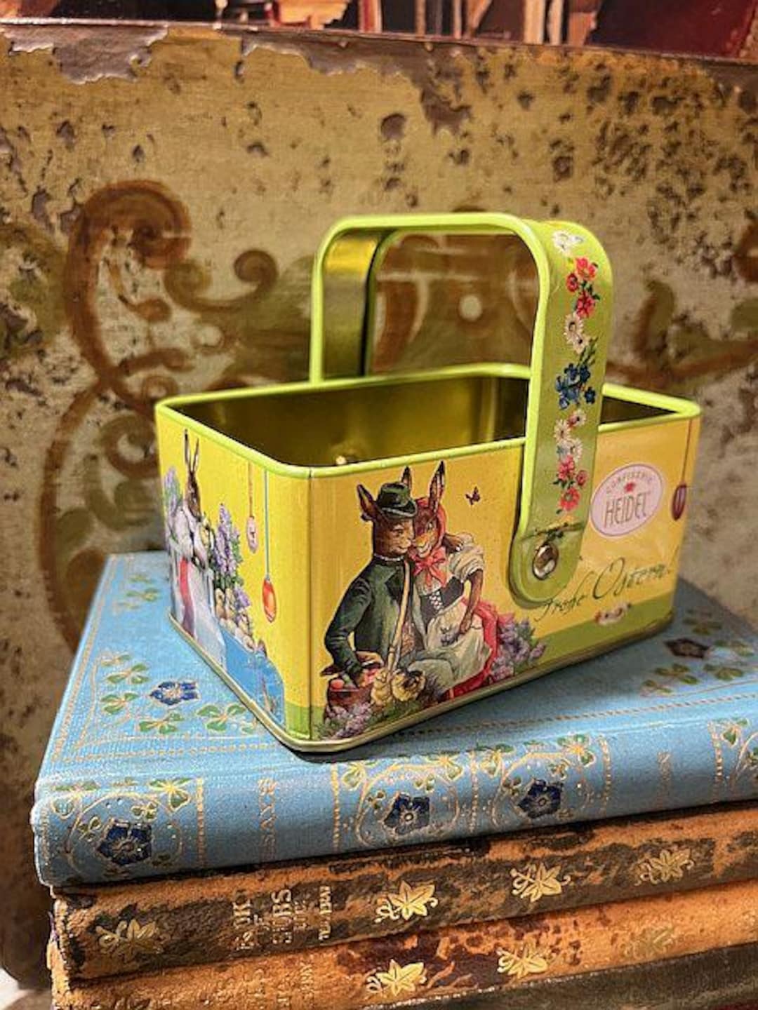 Vintage Heidel Confiserie Easter Tin Box Sm Lunchbox Style Storage ...