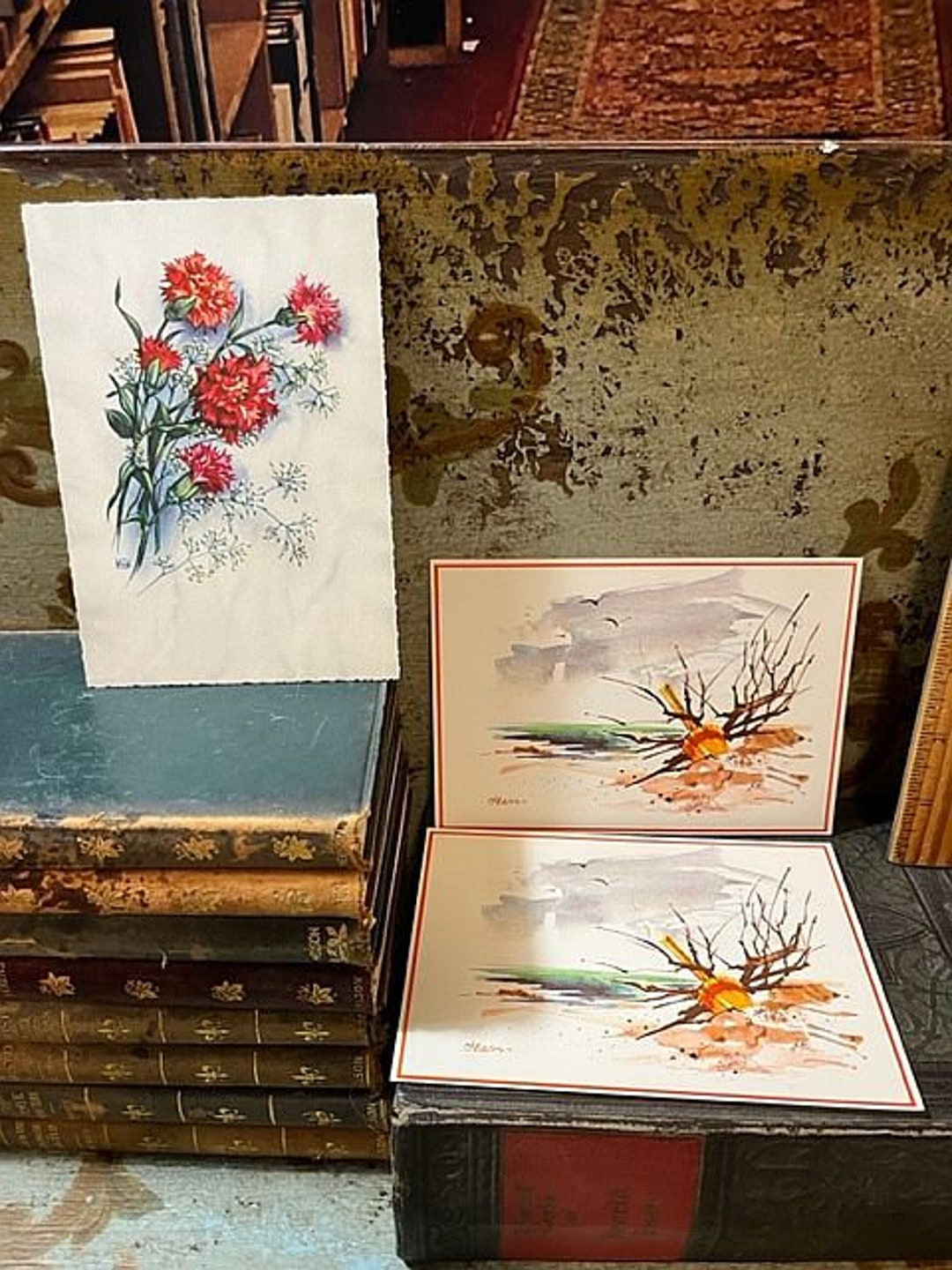 3 Vintage Postcards Beach Buoy and Carnations PC - Etsy