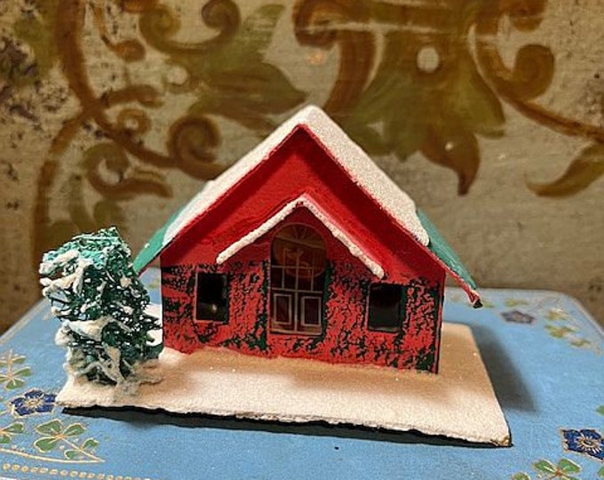Vintage Red Putz Mica Cardboard House Christmas Decoration Very Nice - Etsy