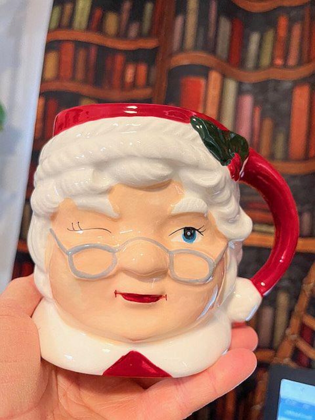 Ceramic Mrs. Santa Claus Mug Winking Good Size Mrs. Santa Mug Christmas ...