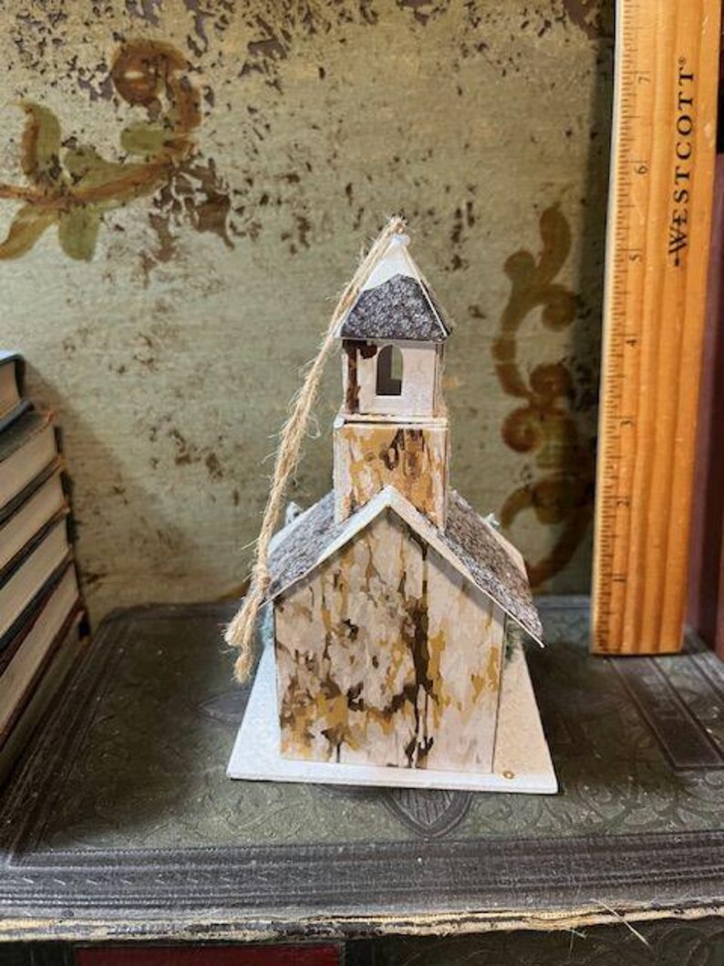 Church Cardboard House With Bottlebrush Trees Christmas Decoration ...