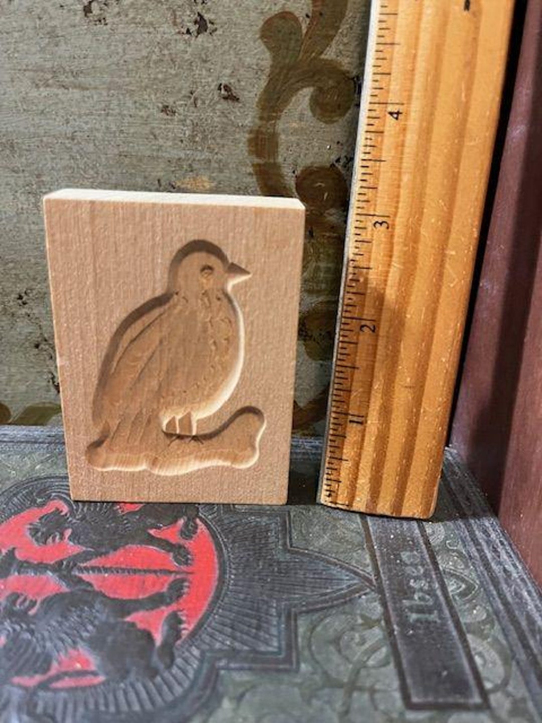Lovely BIRD Wooden Springerle Cookie Mold Kitchen Baking Wood Carved ...