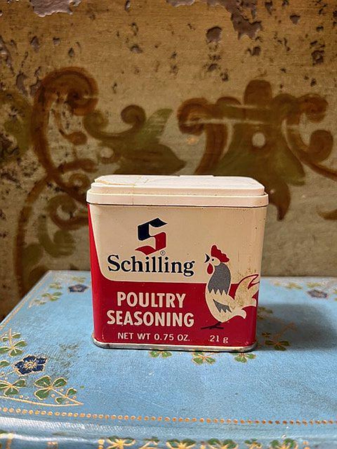 Vintage Schilling Poultry Seasoning Spice Tin With Chicken Rooster ...