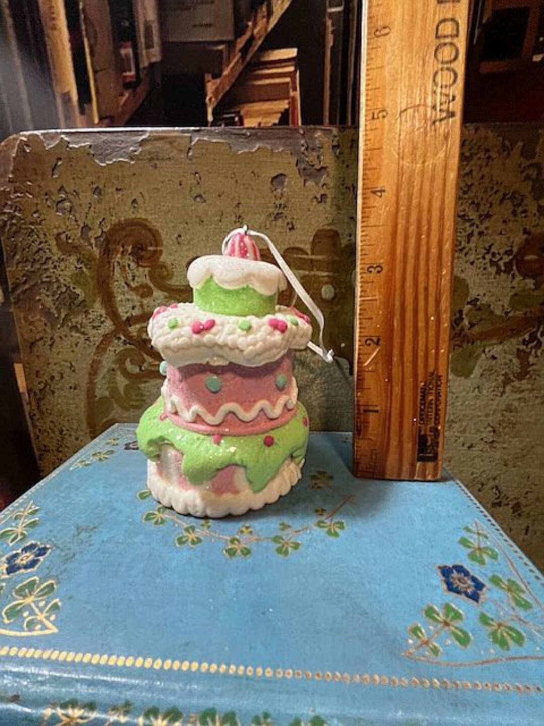 Vintage PINK Green Candy CAKE Ornament Decoration Decorating for ...