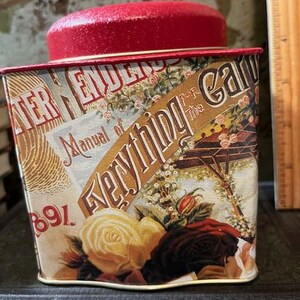 GARDEN Red Tin Box Vintage Canister Container Storage Sweet Peas - Etsy