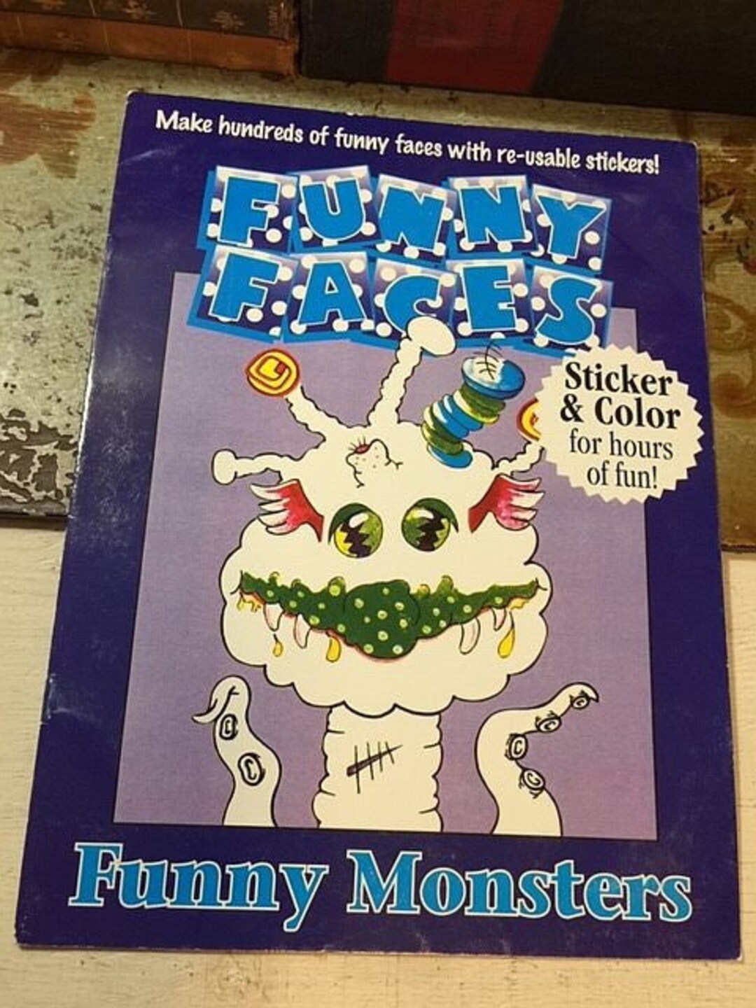 Vintage Funny Faces Funny Monsters Sticker & Color Book Halloween Fun ...