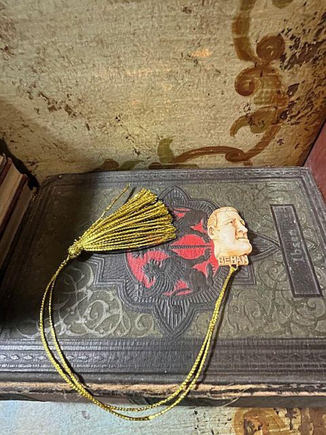 Vintage Behan Head Face Sculpture Bookmark With Cord Tassel Irish Poet ...