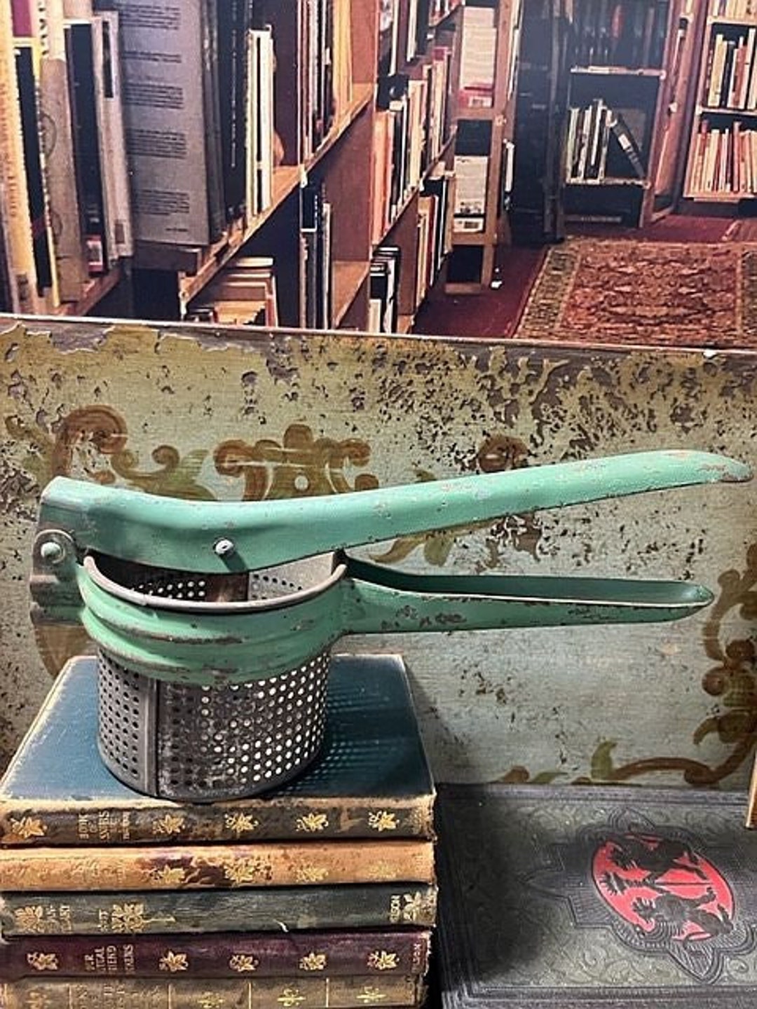 Rusty Crusty Green Metal Ricer Masher Vintage Kitchen Utensil Great Old ...