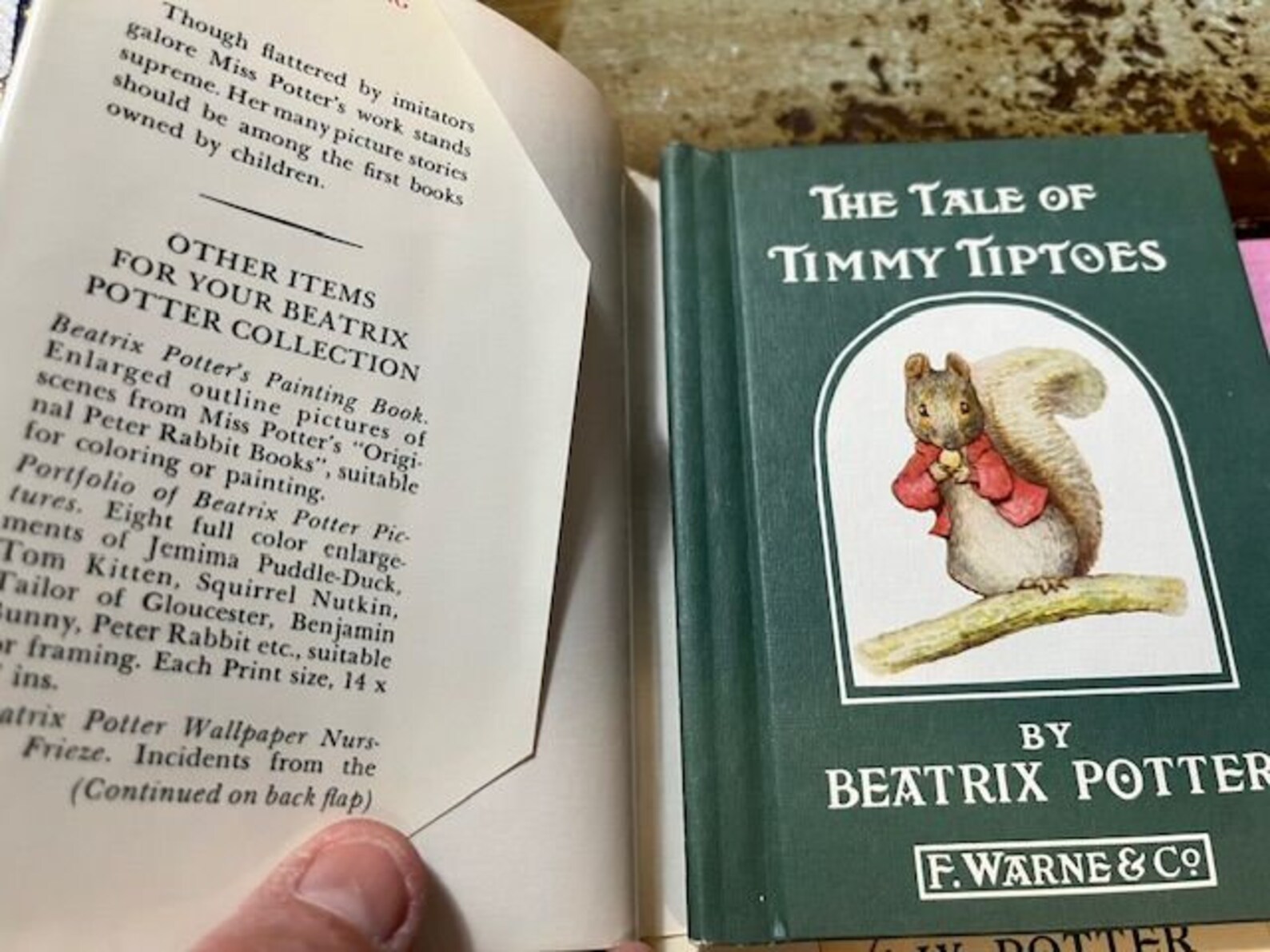 1939 Beatrix Potter the Tale of Timmy Tiptoes Squirrel Green Book W/ Dj ...