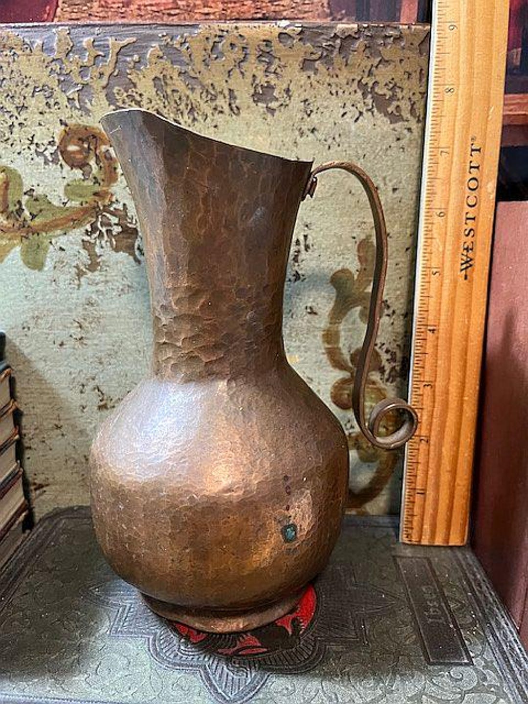 Heavy Hammered Copper Rustic PITCHER Vintage With Swirl Handle - Etsy
