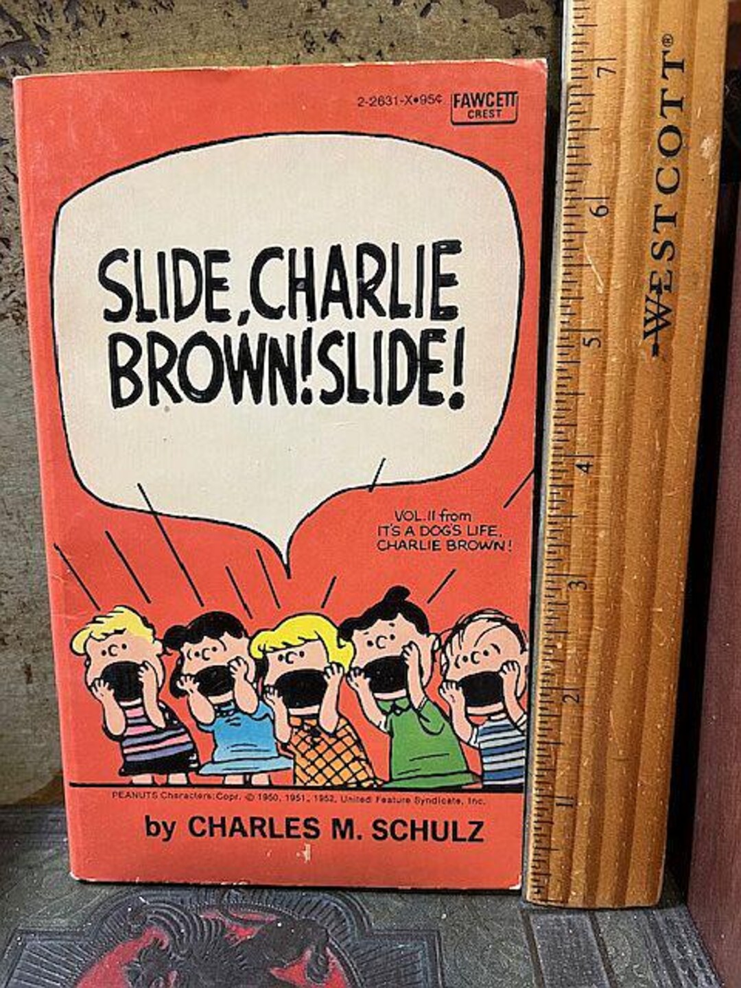 1962 Slide Charlie Brown Slide ! Vintage Peanuts Book PB Charles Schulz ...