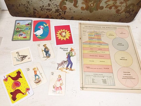 Lot of Vintage Farm Animals Playing Cards Paper Scrap Misc for | Etsy