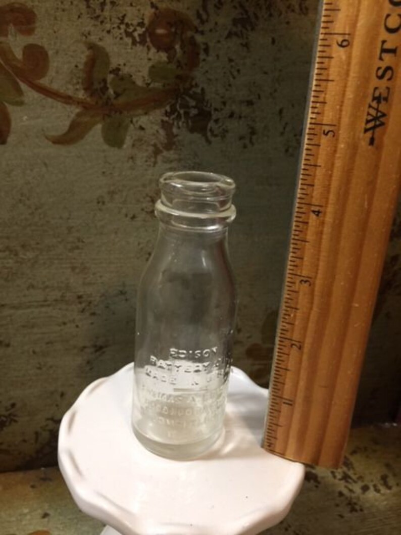 Vintage Edison Battery Oil Antique Glass Bottle - Etsy