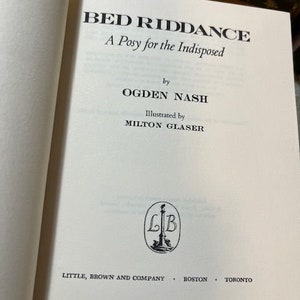 1969 Bed Riddance A Posy for the Indisposed by Ogden Nash Humor Poetry ...
