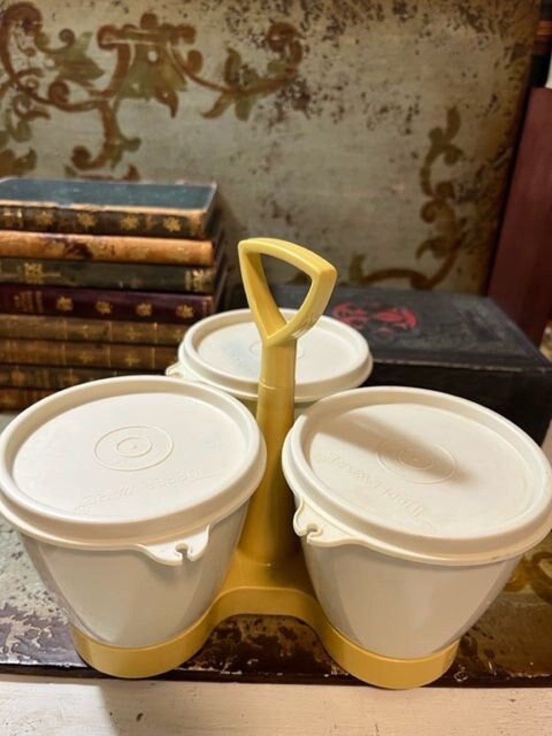 Vintage Tupperware Condiments Set Yellow Gold / Cream Glamping Fun ...