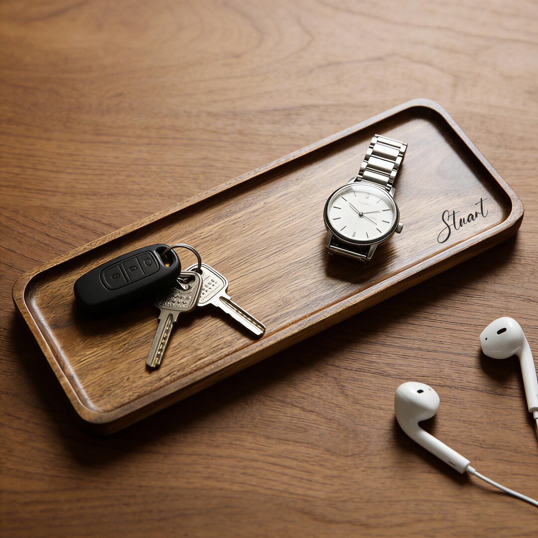 Custom Wooden Key Tray, Personalized Jewelry Watch Tray, Gifts for Him ...
