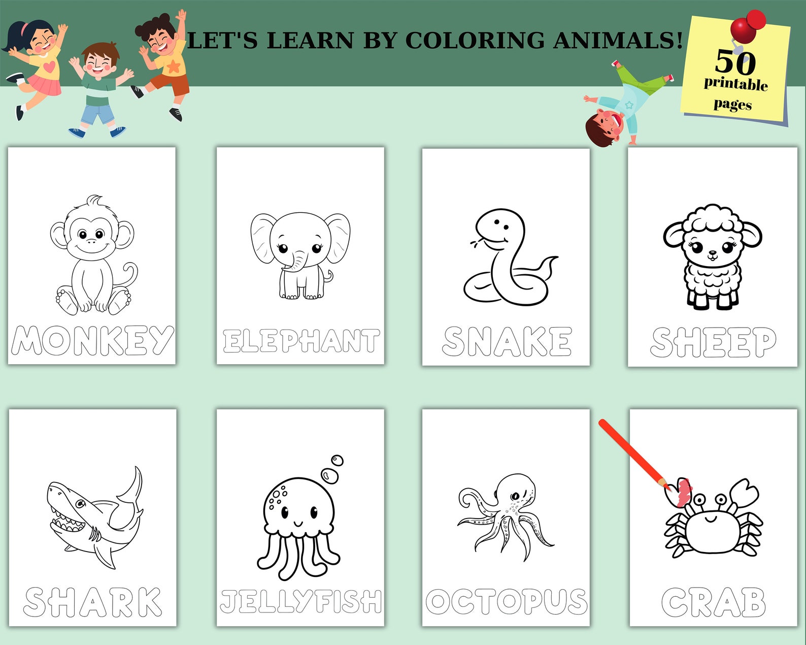 50 Printable Coloring Pages for Kids, Toddlers, Preschoolers, Coloring ...