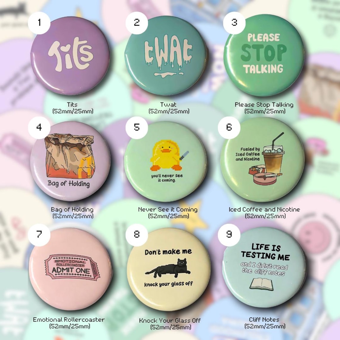 Funny Meme Quote Badges, Sarcastic Humourous Badges, Gift for Him, Gift ...