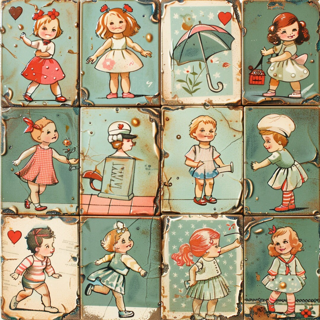 Dolls Girls and Boys, Retro Tile Patterns, Vintage Tile and Stone ...