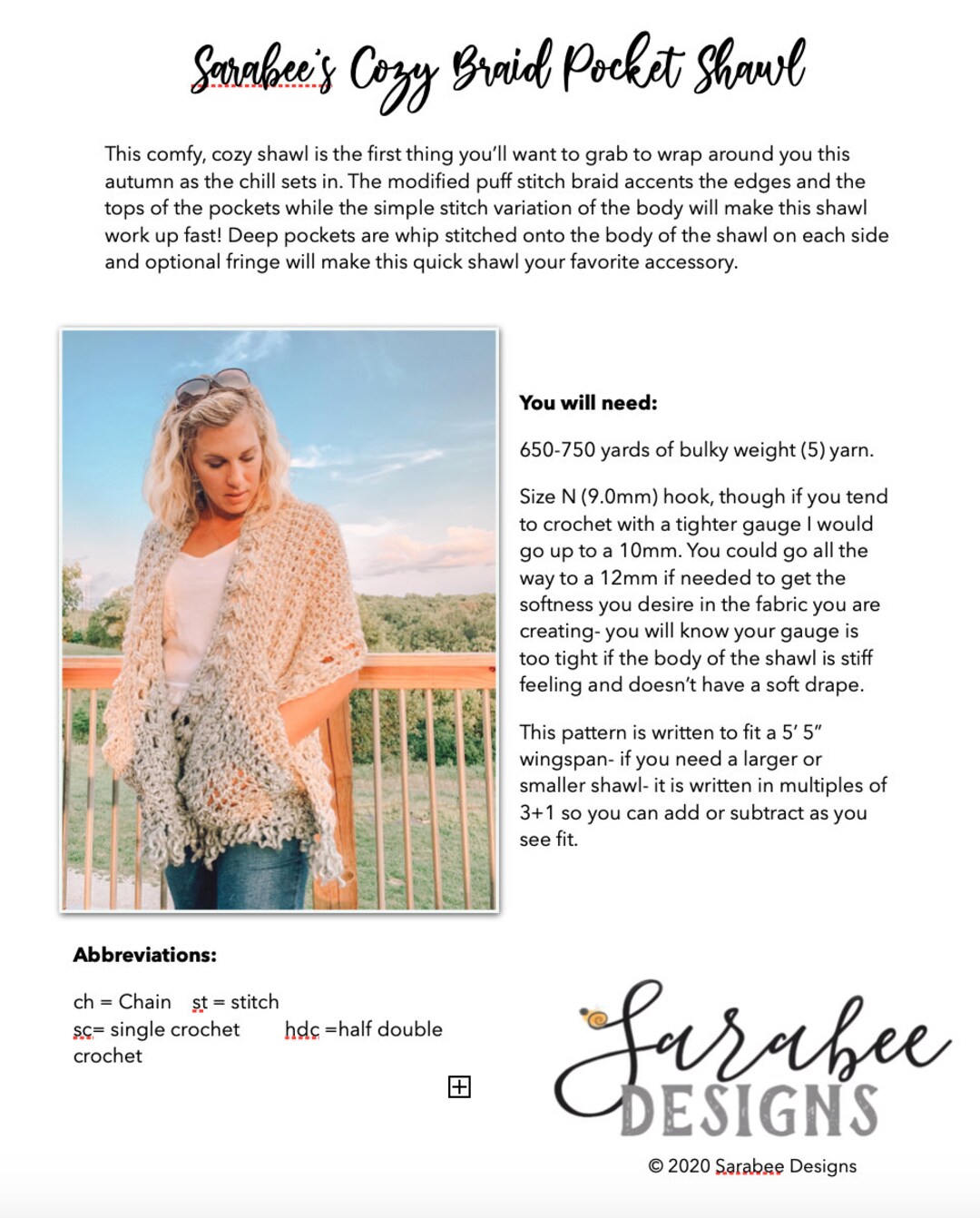 DIGITAL DOWNLOAD PDF - Cozy Braided Pocket Shawl Pattern- Shawl Pattern ...