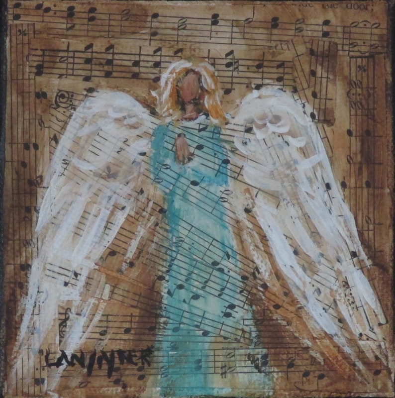 Guardian Angel 1 Hymn Music Notes Collage on Canvas Church - Etsy