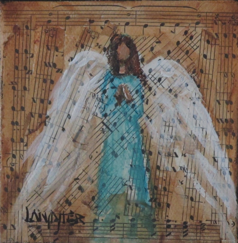 Guardian Angel 2 Hymn Music Notes Collage on Canvas Church - Etsy