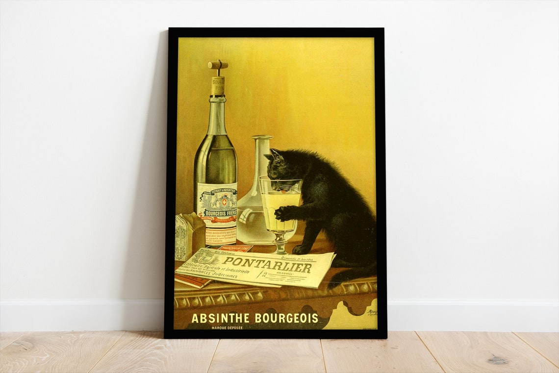 Fine Art Photo of Artwork Black Cat by Absinthe Bourgeois Framed or ...