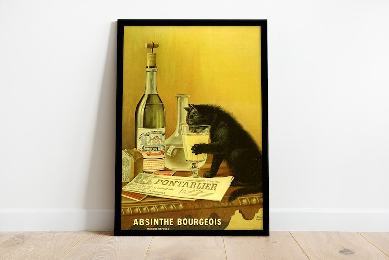 Fine Art Photo of Artwork Black Cat by Absinthe Bourgeois Framed or ...